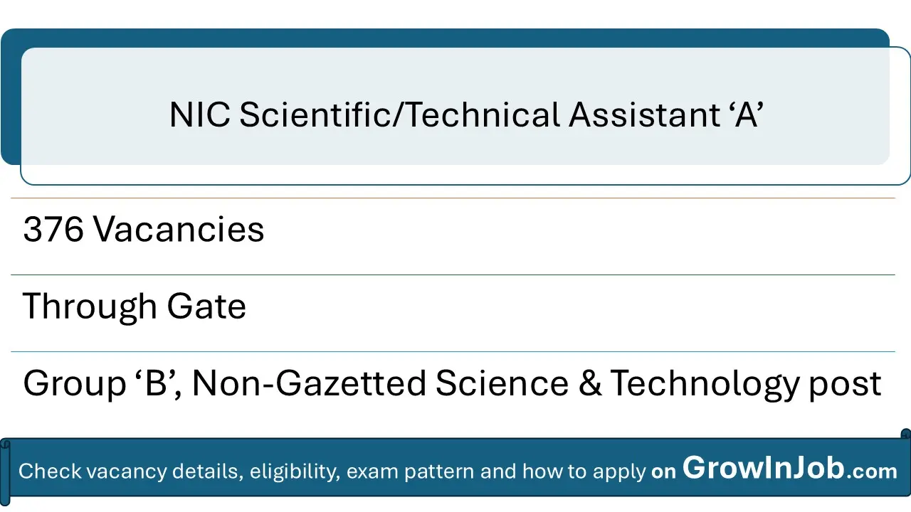 NIC STA Recruitment 2026 – 376 Scientific/Technical Assistant ‘A ...